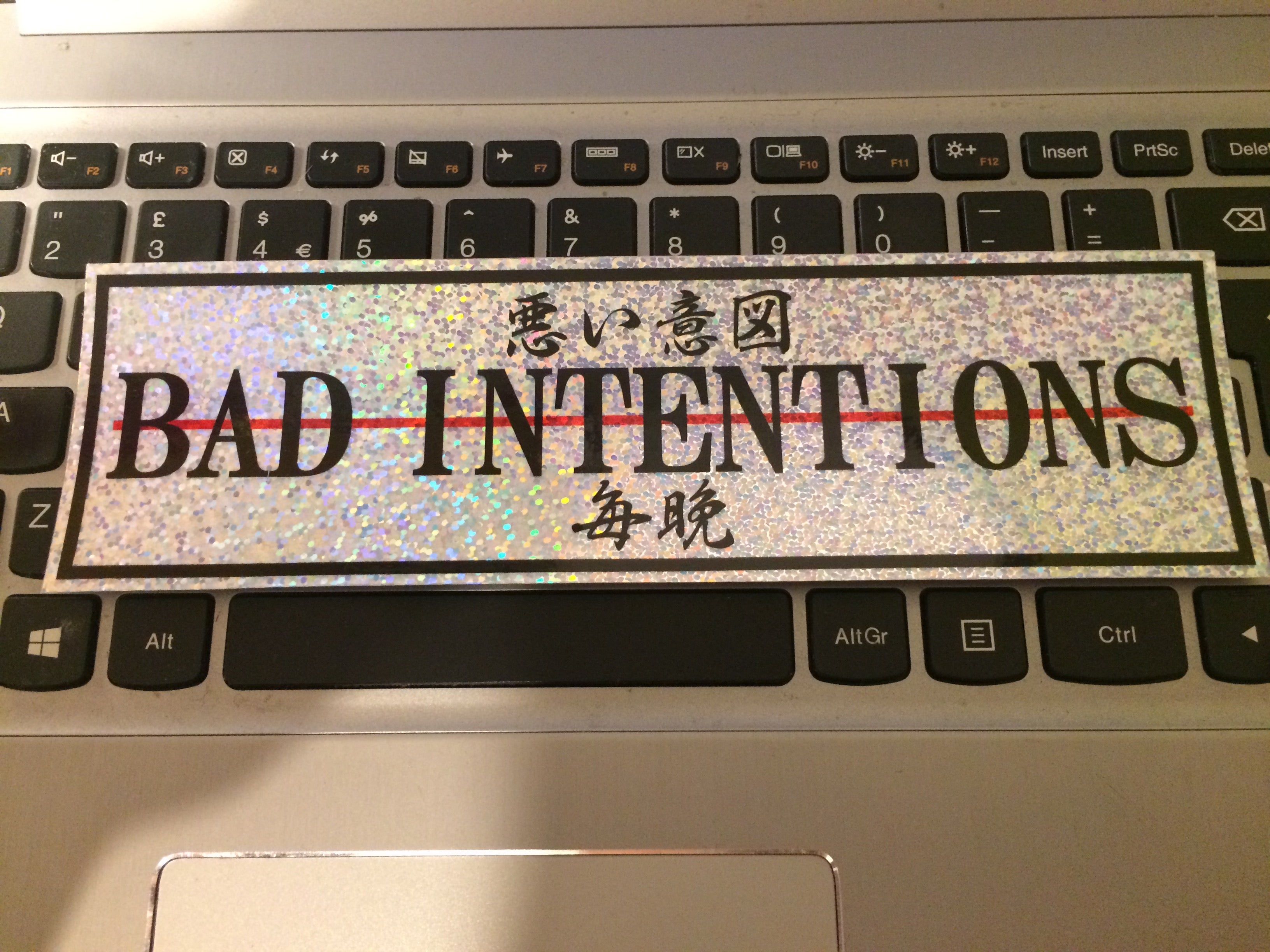 BAD INTENTIONS Sparkle Slap Sticker - ToxicVinyls.Com BAD INTENTIONS Sparkle Slap Sticker - ToxicVinyls.Com